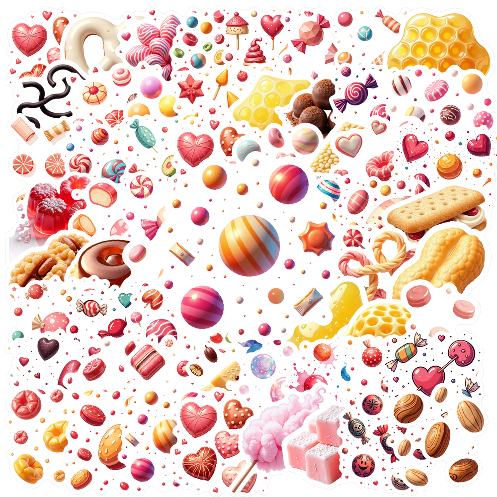 cartoon Candy Theme Stickers, Waterproof Candy Theme Sticker for Water ...