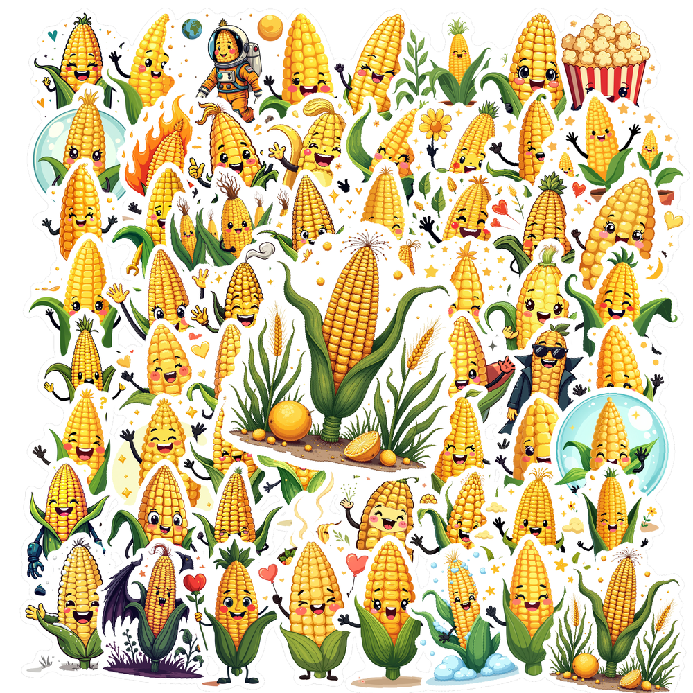 cartoon Corn Stickers, Waterproof Vegetable Sticker for Water Bottle ...