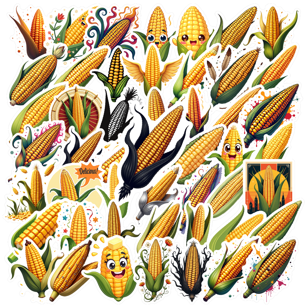 cartoon Corn Theme Stickers, Waterproof Corn Theme Sticker for Water ...
