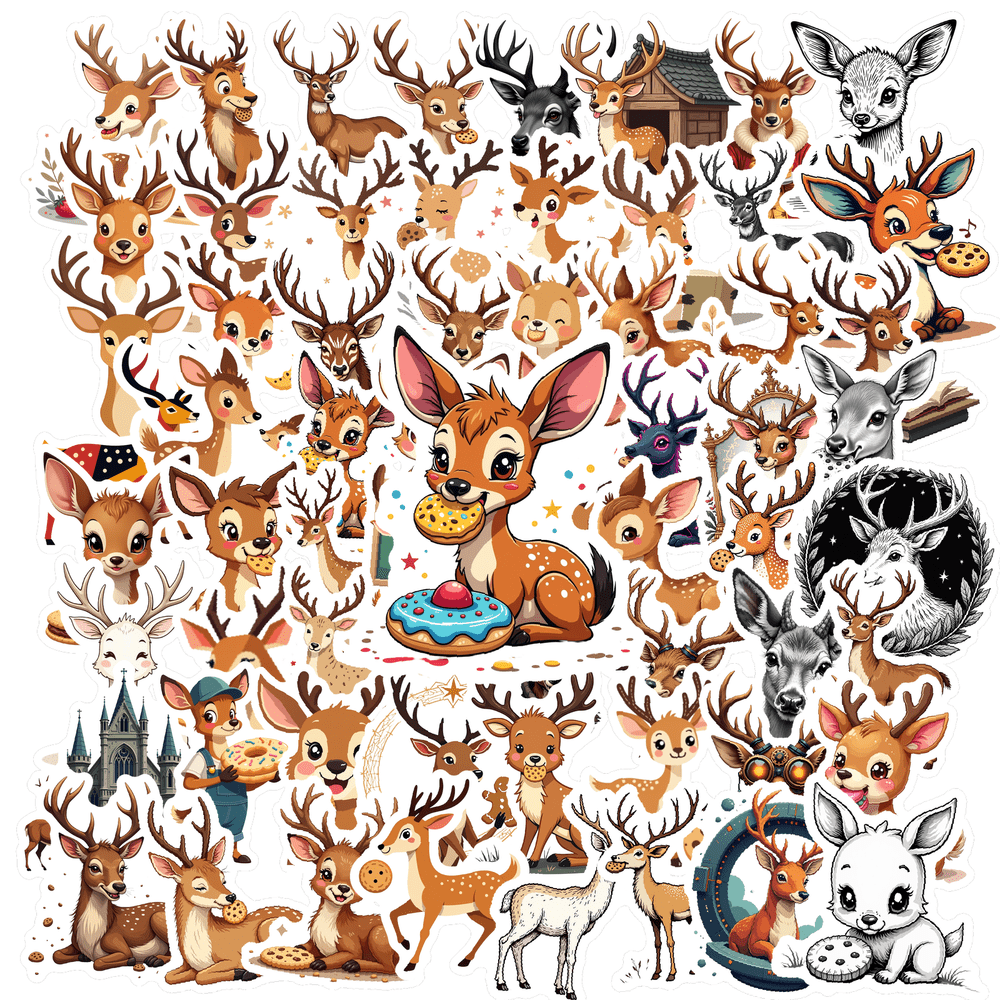 cartoon Deer Stickers, Waterproof Deer Sticker for Water Bottle Laptop ...