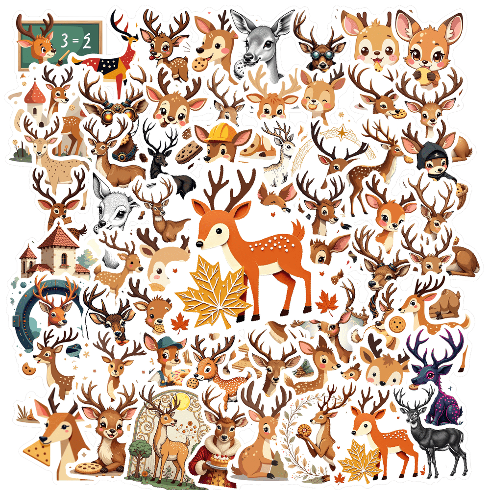 cartoon Deer Stickers, Waterproof Deer Sticker for Water Bottle Laptop ...