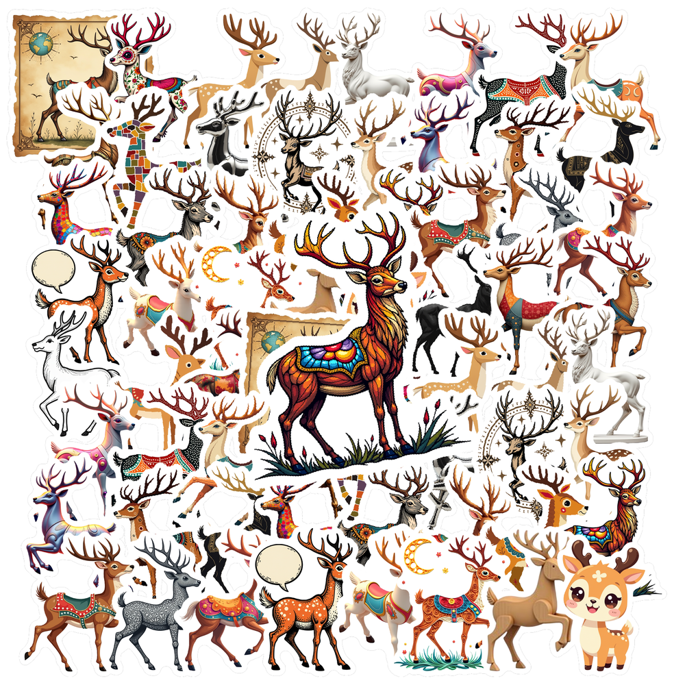 cartoon Deer Theme Stickers Stickers, Waterproof Deer Theme Stickers ...