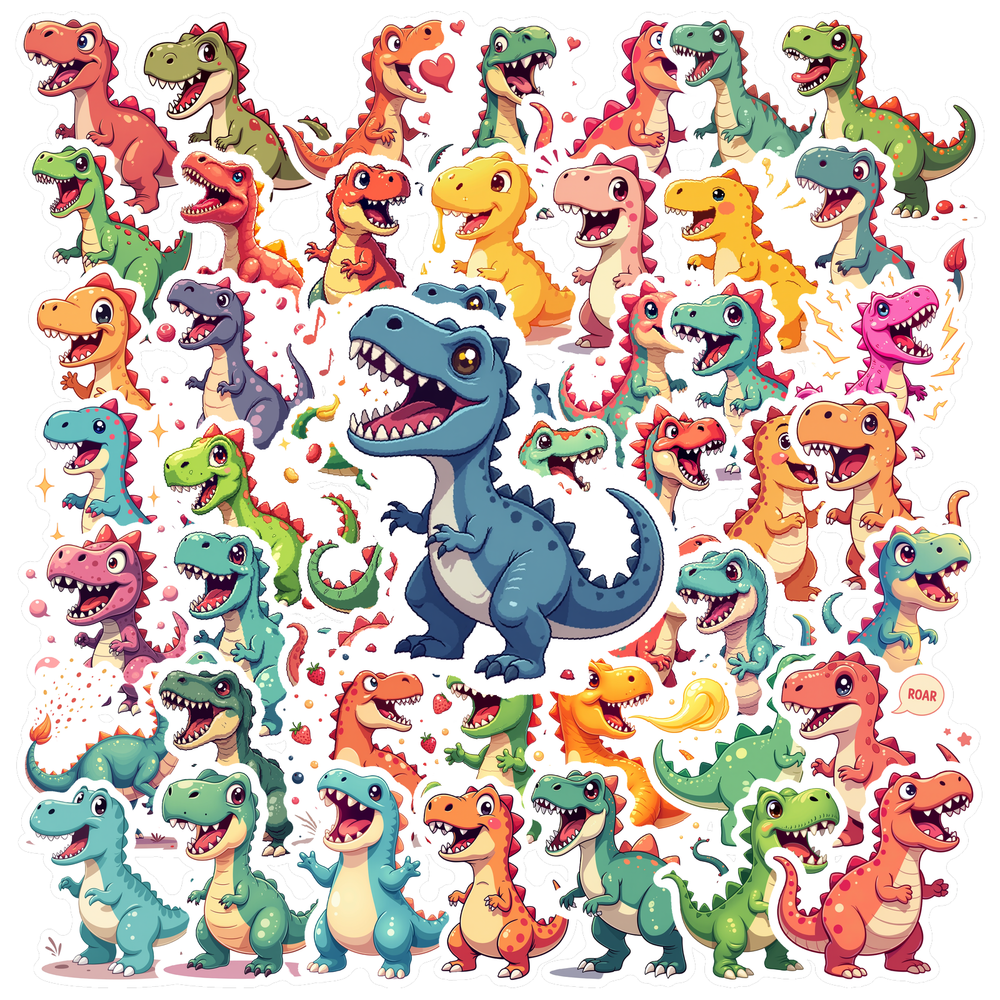 cartoon Dinosaur Stickers, Waterproof Dinosaur Sticker for Water Bottle ...