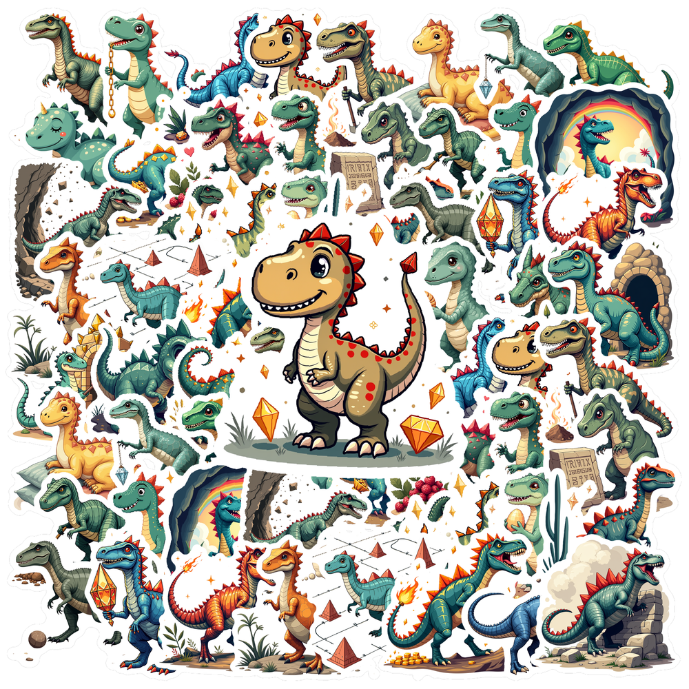 cartoon Dinosaur Stickers, Waterproof Dinosaur Sticker for Water Bottle ...