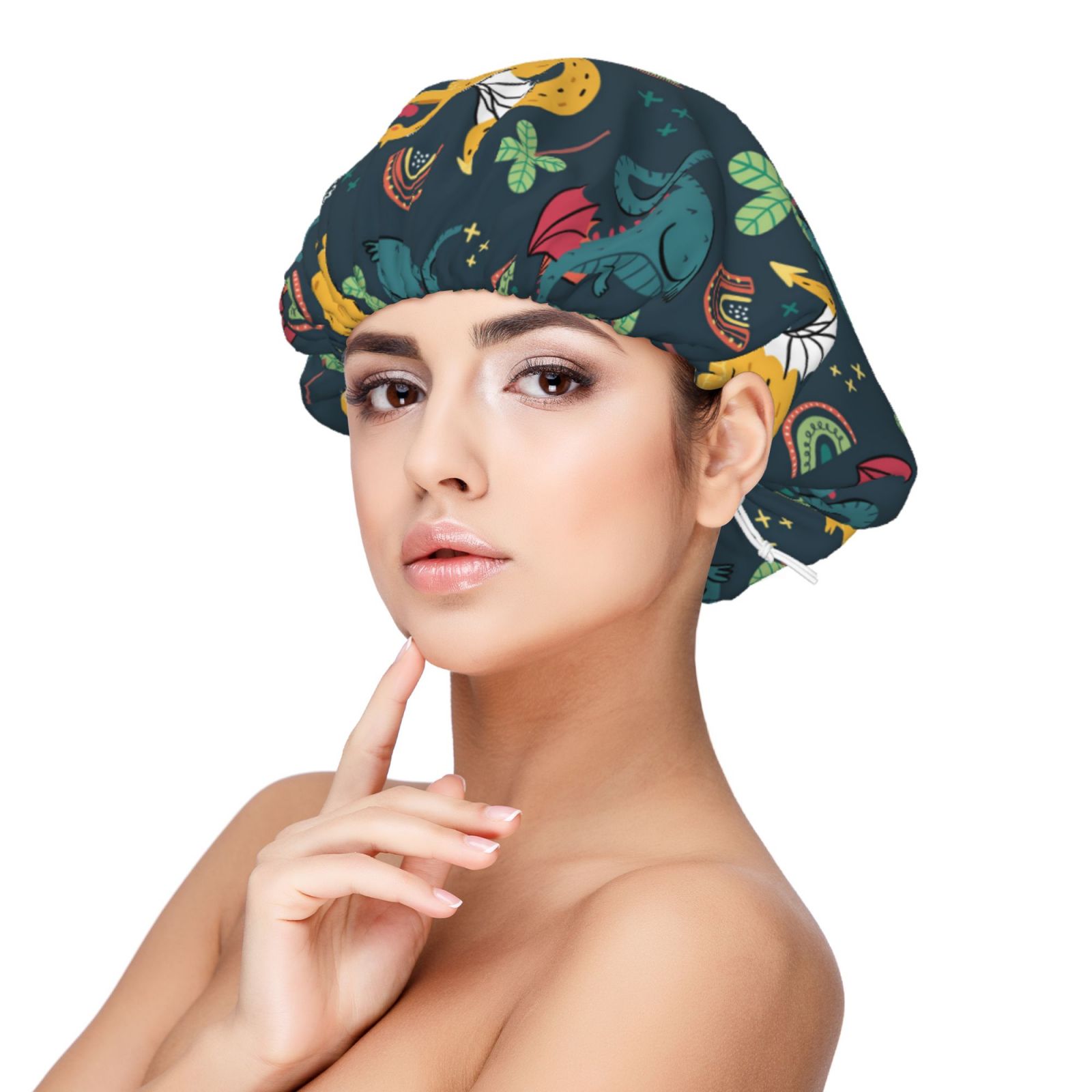 cartoon Dinosaur leaves Silk Bonnet for Sleeping Women Men, Adjustable ...