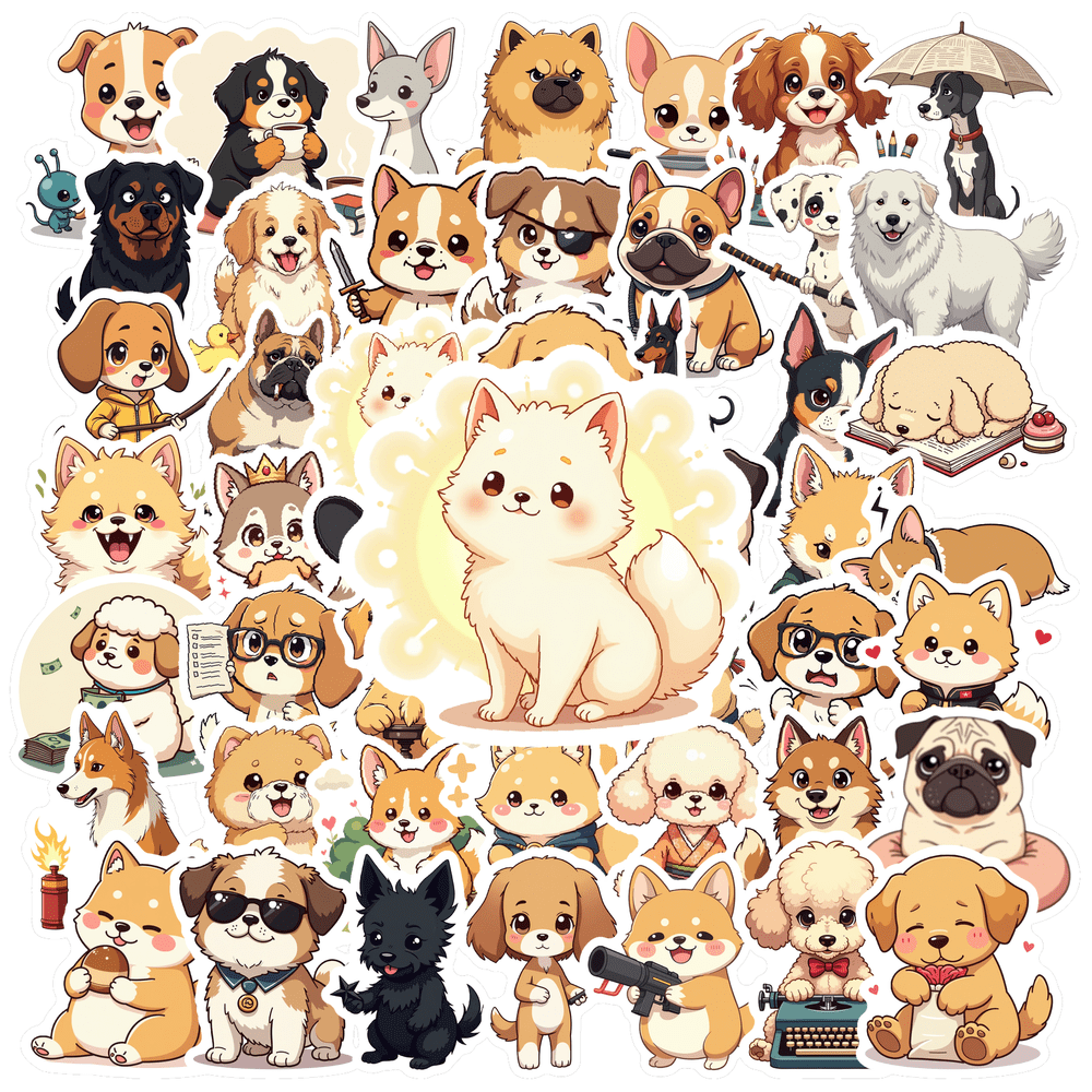 cartoon Dog Stickers, Waterproof Dog Sticker for Water Bottle Laptop ...