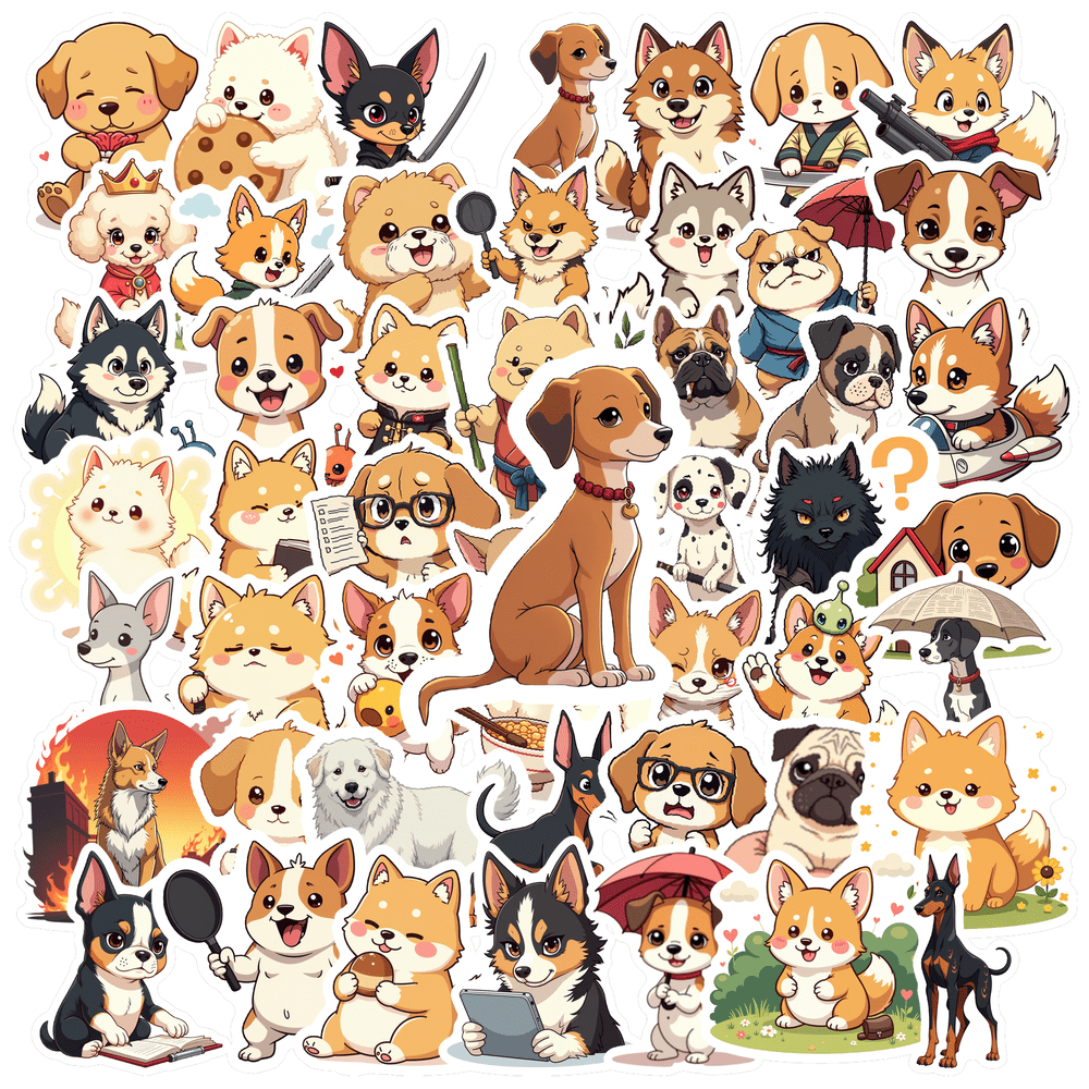 cartoon Dog Stickers, Waterproof Dog Sticker for Water Bottle Laptop ...