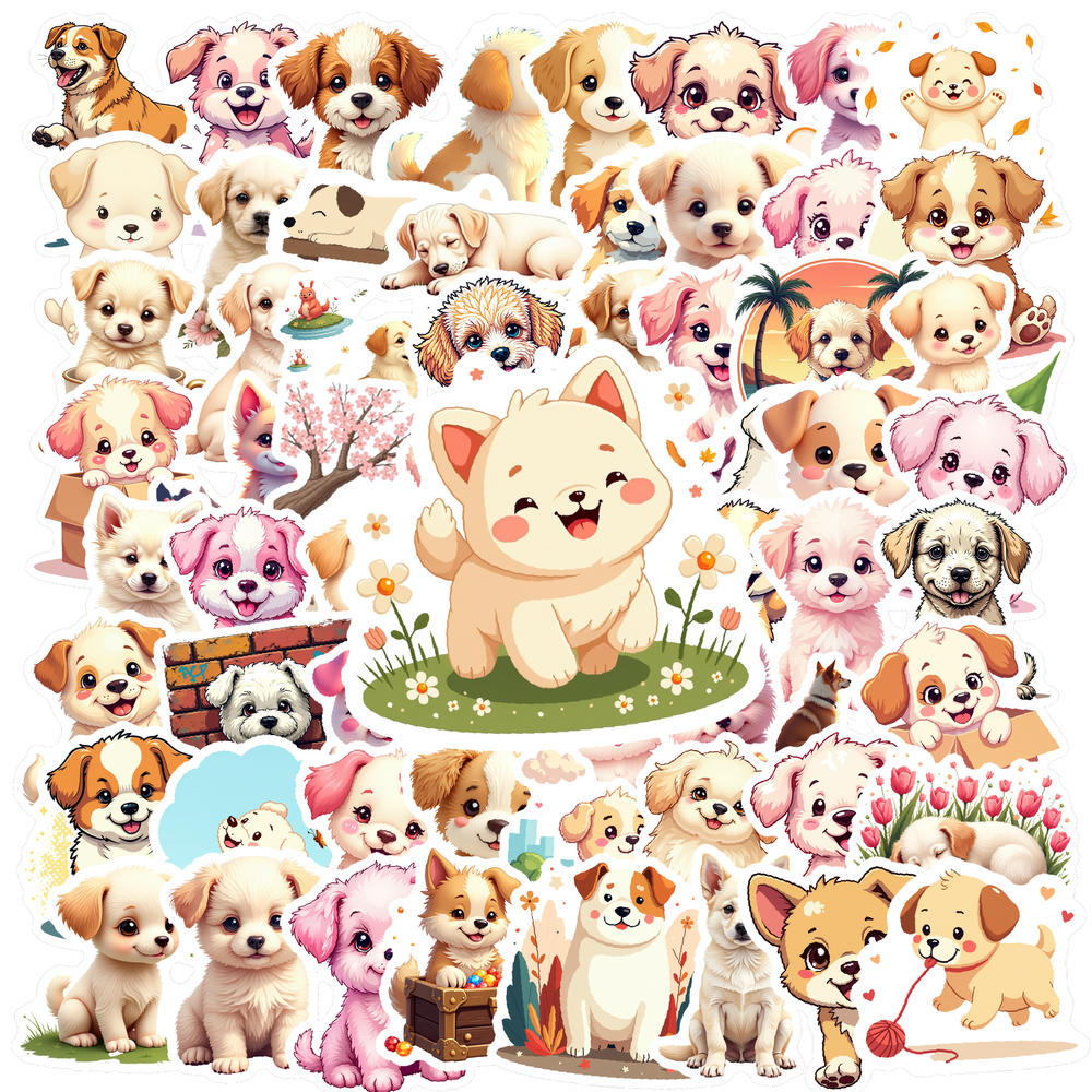 cartoon Dog Stickers, Waterproof Dog Sticker for Water Bottle Laptop ...