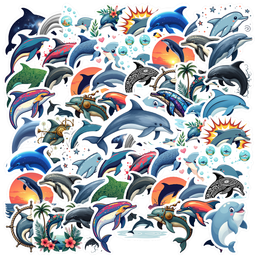 cartoon Dolphin Stickers Stickers, Waterproof Dolphin Stickers Sticker ...