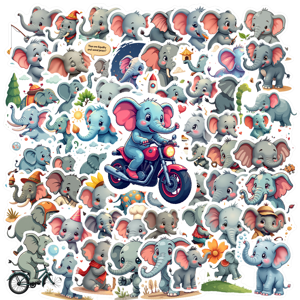 cartoon Elephant Stickers Stickers, Waterproof Elephant Stickers ...