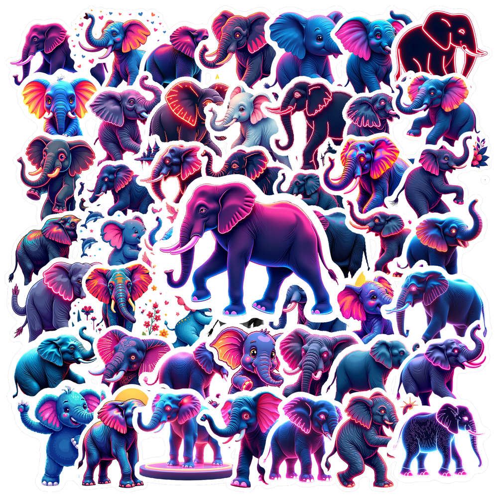 cartoon Elephant Stickers Stickers, Waterproof Elephant Stickers ...