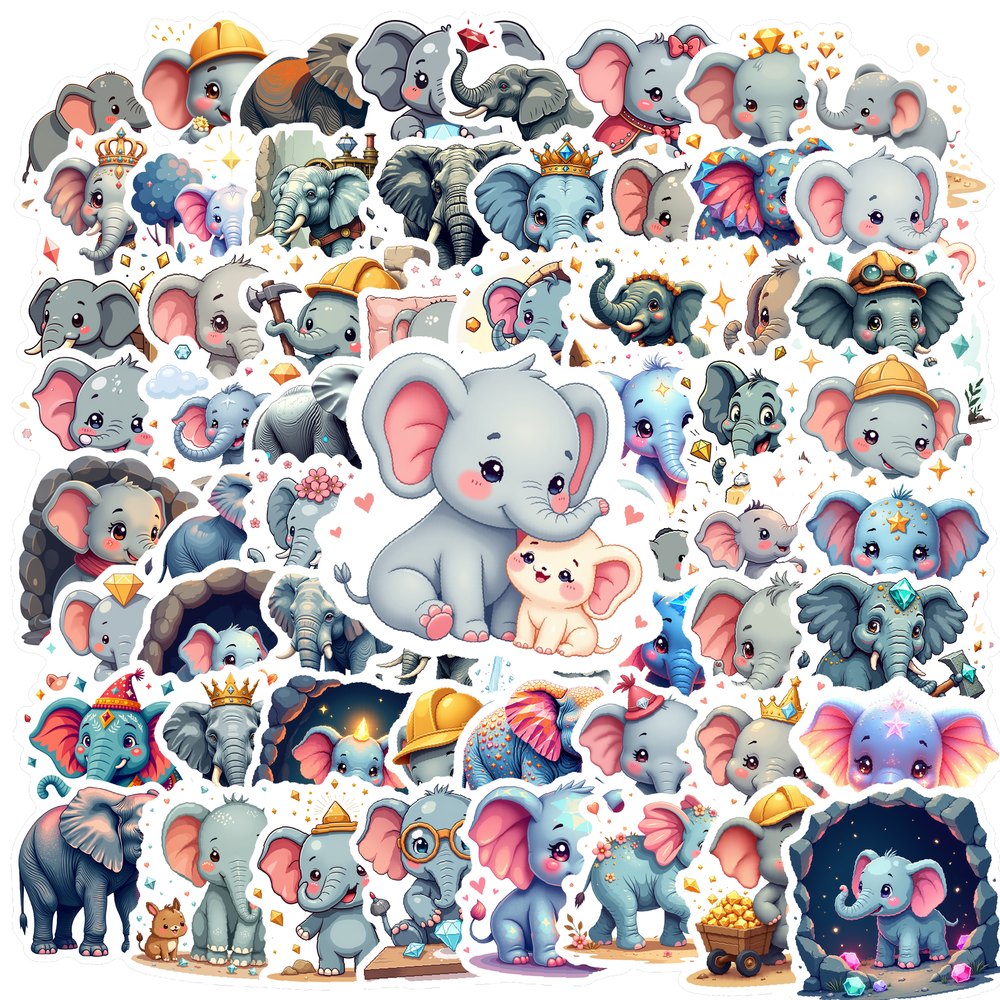 cartoon Elephant Stickers, Waterproof Elephant Sticker for Water Bottle ...
