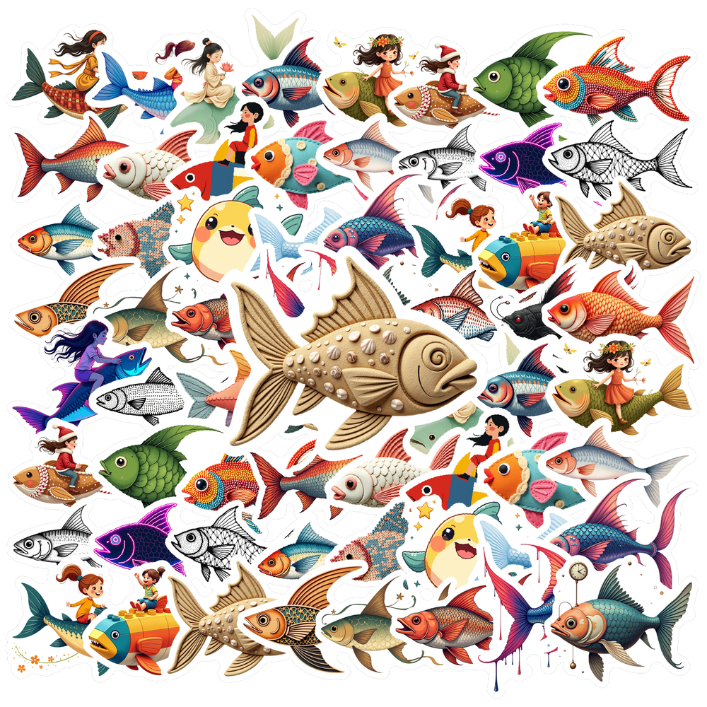 cartoon Fish Theme Stickers, Waterproof Fish Theme Sticker for Water ...