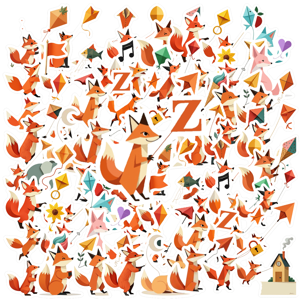 cartoon Fox Kite Stickers Stickers, Waterproof Fox Kite Stickers ...