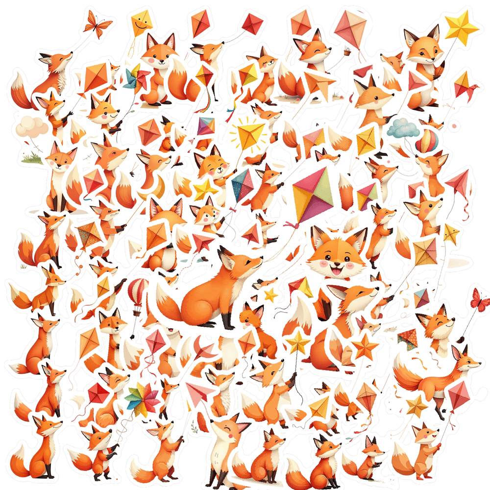 cartoon Fox Kite Stickers Stickers, Waterproof Fox Kite Stickers Sticker for Water Bottle Laptop ...