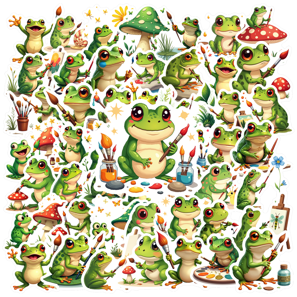 cartoon Frog Art Stickers Stickers, Waterproof Frog Art Stickers ...