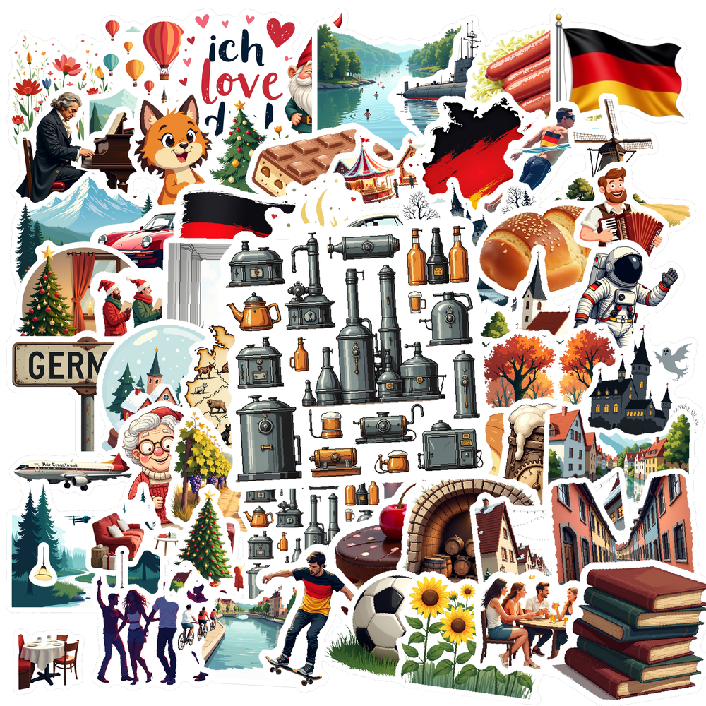 cartoon Germany - themed Stickers, Waterproof Christmas - themed ...