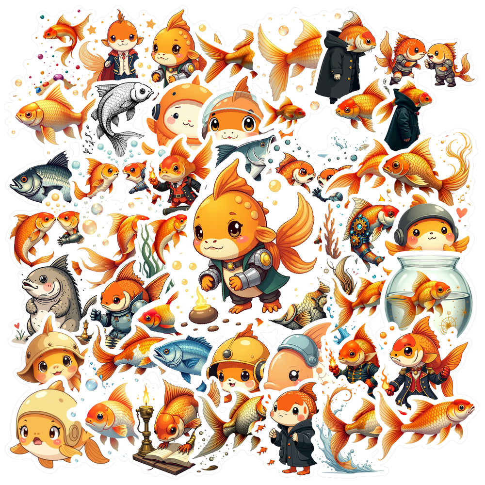 cartoon Goldfish Stickers Stickers, Waterproof Goldfish Stickers ...