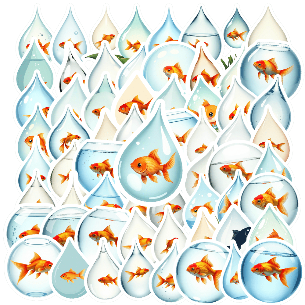 cartoon Goldfish Theme Stickers, Waterproof Goldfish Theme Sticker for ...