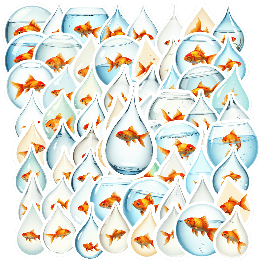 cartoon Goldfish Theme Stickers, Waterproof Goldfish Theme Sticker for ...