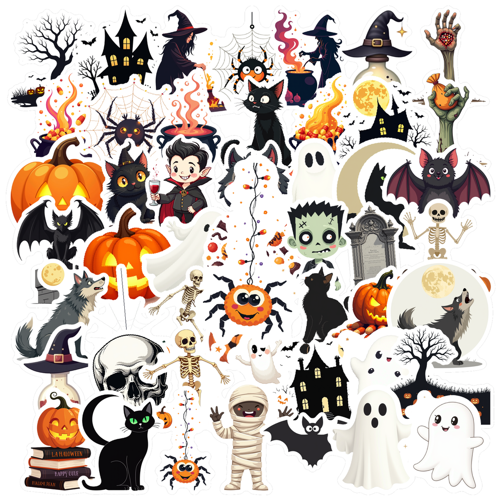 cartoon Halloween Stickers, Waterproof Ghost Sticker for Water Bottle ...