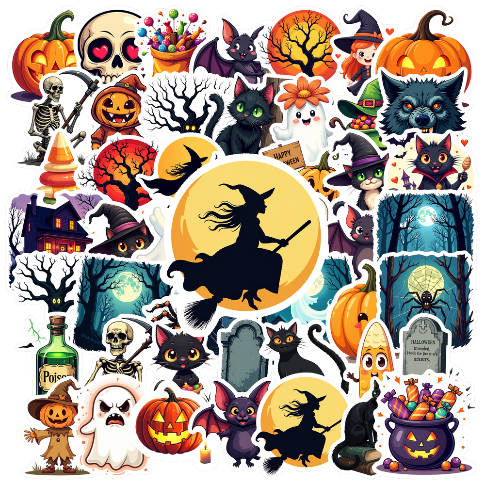 cartoon Halloween Stickers, Waterproof Halloween Sticker for Water ...
