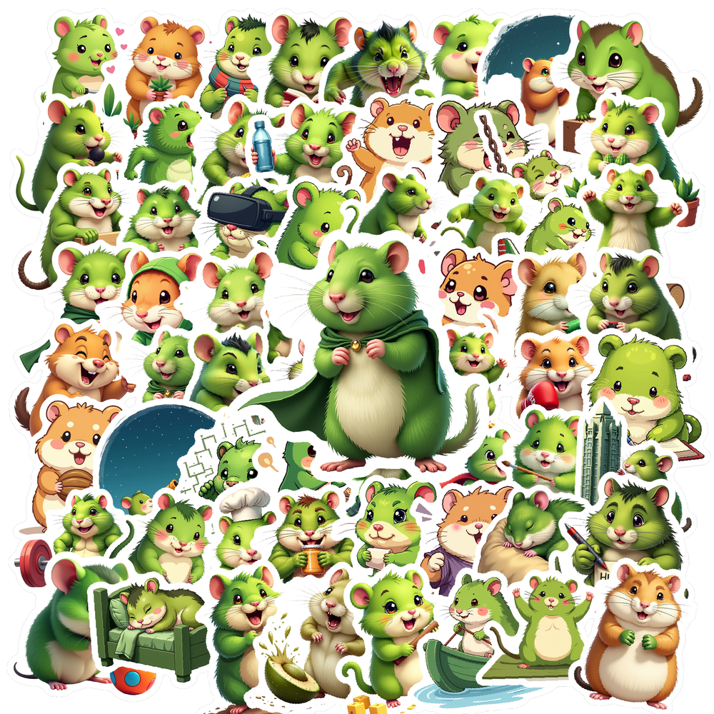 cartoon Hamster Theme Stickers, Waterproof Hamster Theme Sticker for ...