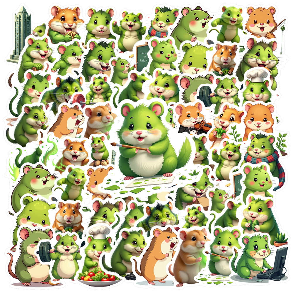 cartoon Hamster Theme Stickers, Waterproof Hamster Theme Sticker for ...