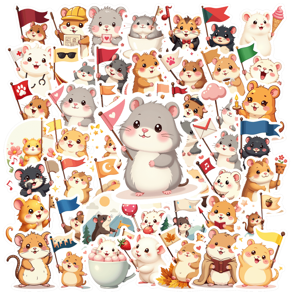 cartoon Hamster Theme Stickers, Waterproof Hamster Theme Sticker for ...