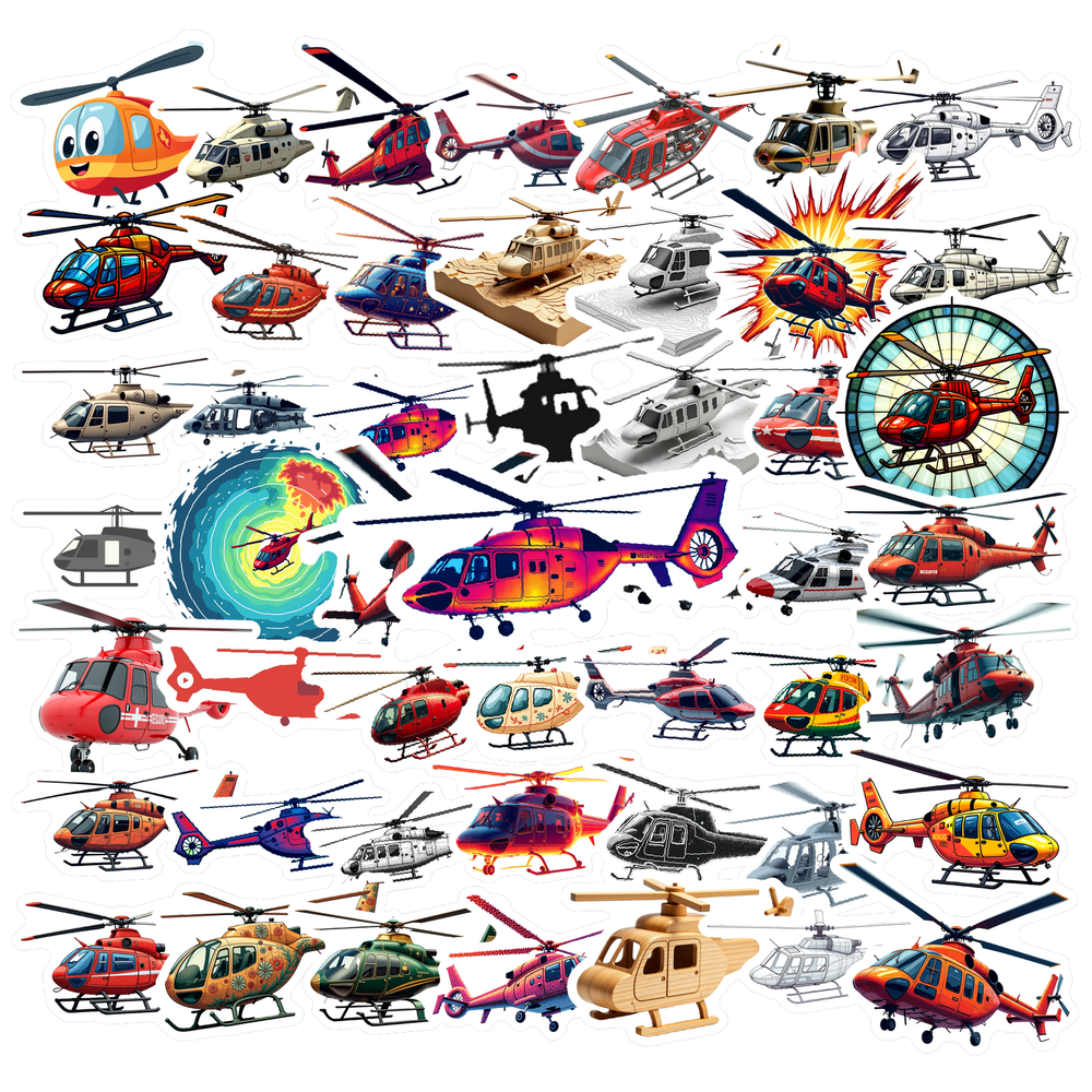 cartoon Helicopter Theme Stickers, Waterproof Helicopter Theme Sticker ...
