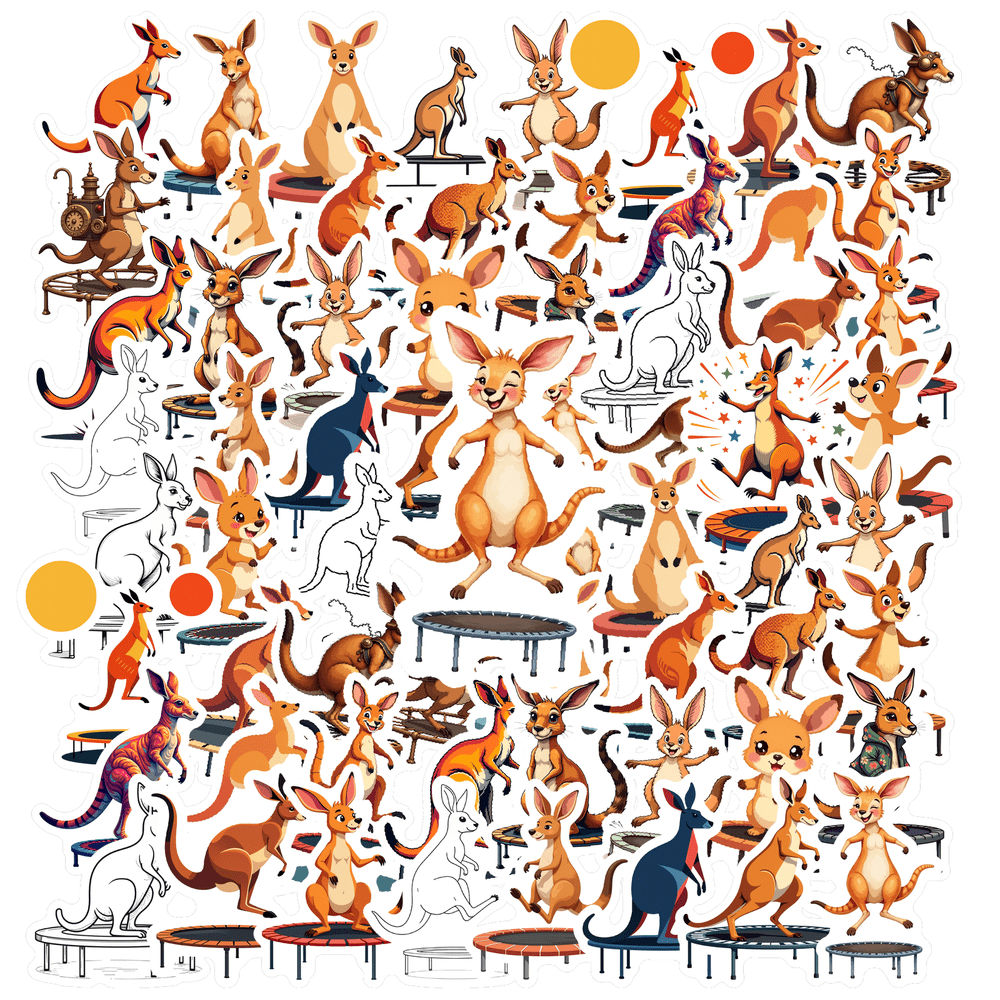 cartoon Kangaroo Theme Stickers, Waterproof Kangaroo Theme Sticker for ...