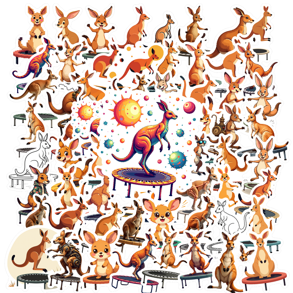 cartoon Kangaroo Theme Stickers, Waterproof Kangaroo Theme Sticker for ...