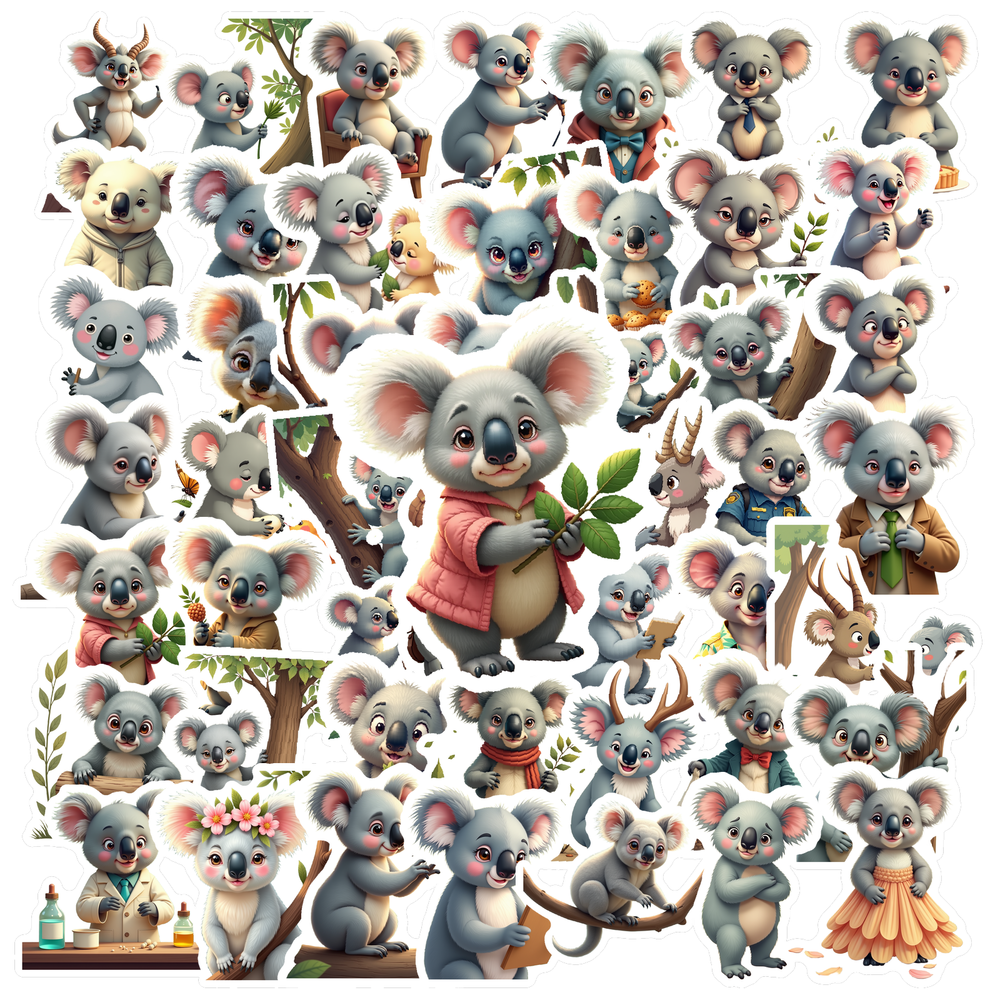 cartoon Koala Theme Stickers, Waterproof Koala Theme Sticker for Water ...