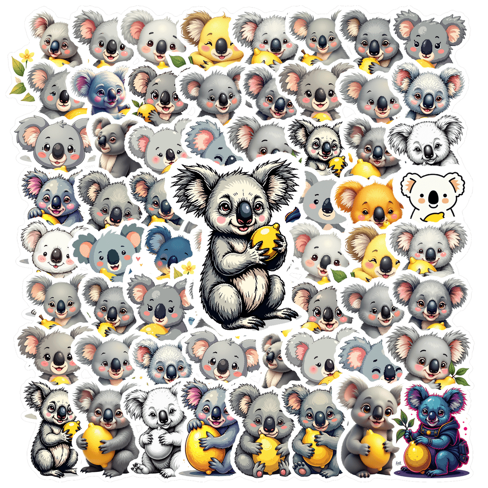 cartoon Koala theme Stickers, Waterproof Koala theme Sticker for Water ...