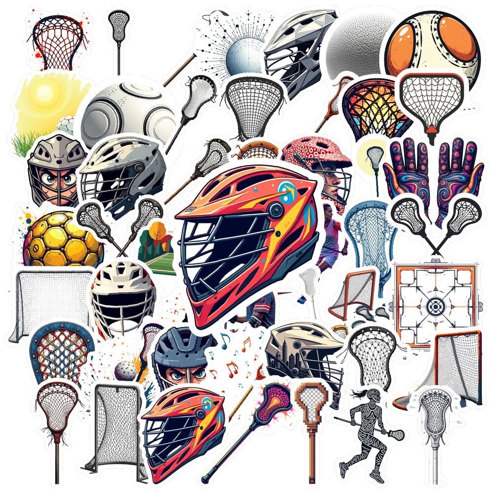 cartoon Lacrosse Theme Stickers, Waterproof Lacrosse Theme Sticker for ...