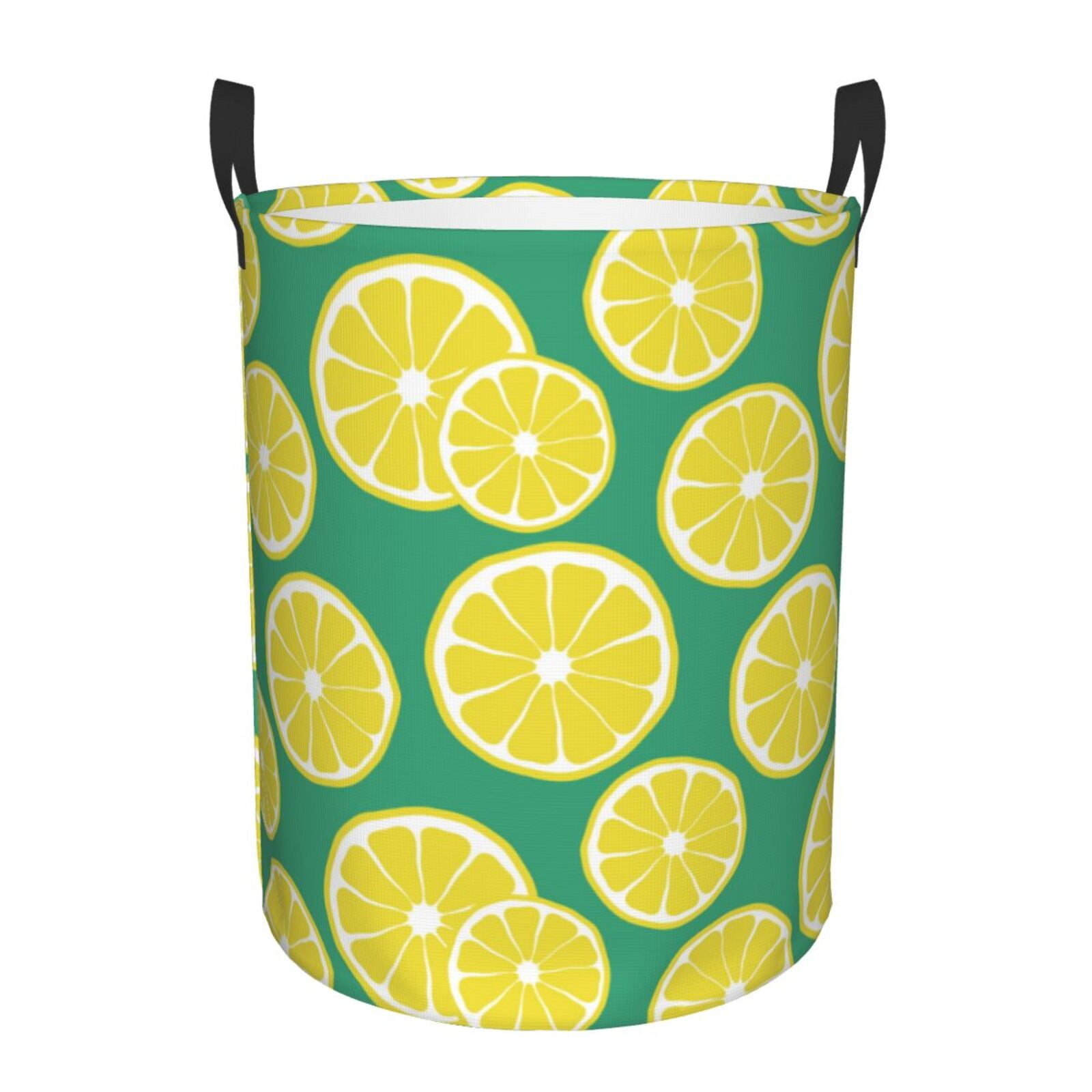 cartoon Lemon green Laundry Basket with Handles - Freestanding Laundry ...