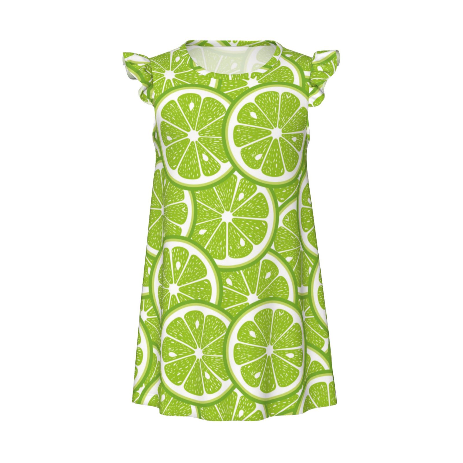 cartoon Lemon green print Girls Nightgowns, Short Sleeves Dress Girls ...