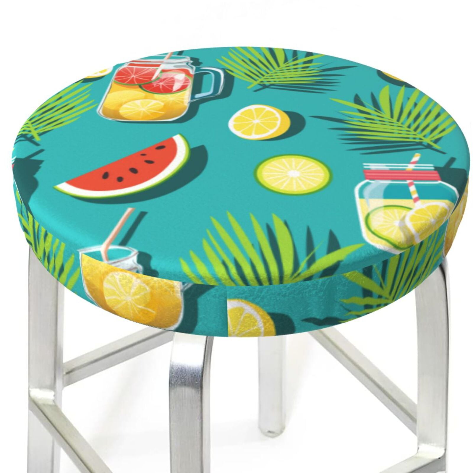cartoon Lemon juice Round Bar Stool Covers, Soft Velvet Bar Stool Seat ...