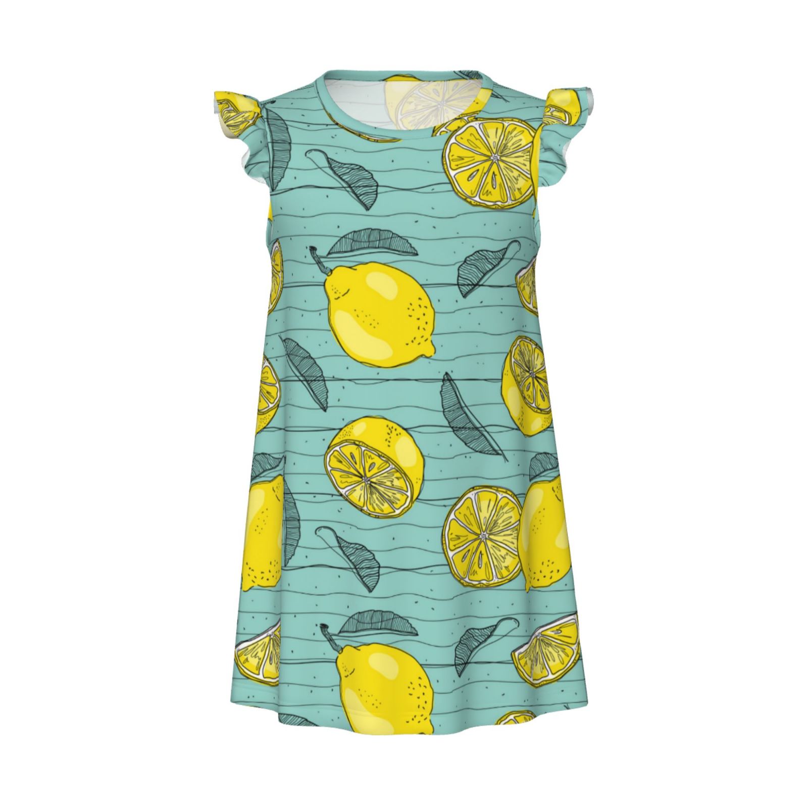 cartoon Lemon yellow Girls Nightgowns, Flutter Sleeve Pajamas ...