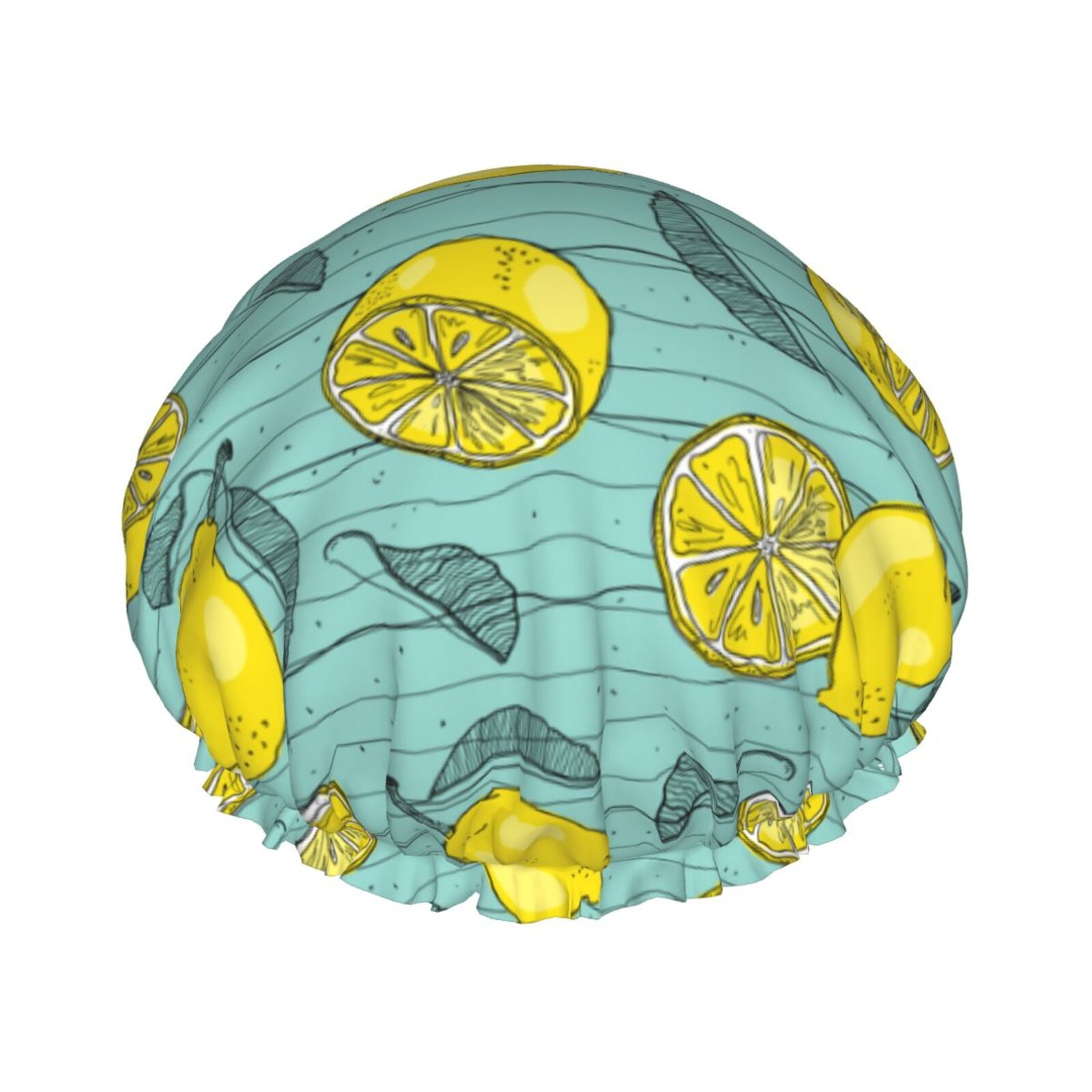 cartoon Lemon yellow Shower Cap for Women, Double Waterproof Layers ...