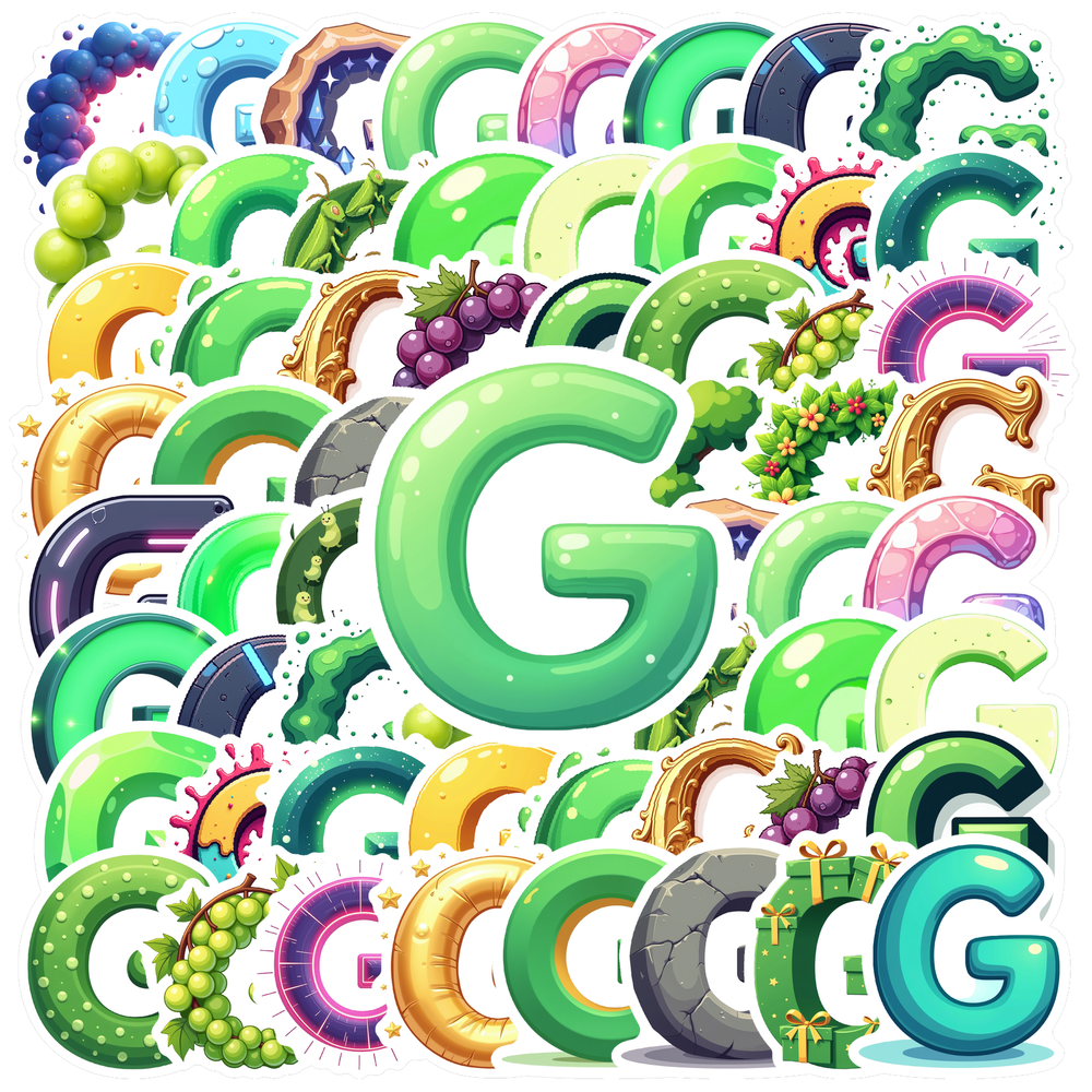 cartoon Letter G Theme Stickers, Waterproof Letter G Theme Sticker for ...
