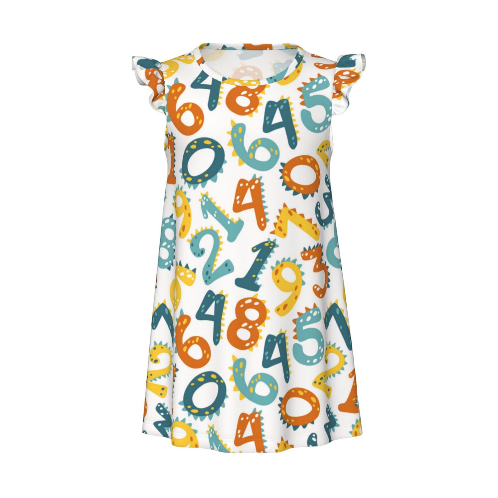 cartoon Math number Print Girls Nightgowns, Short Sleeves Princess ...