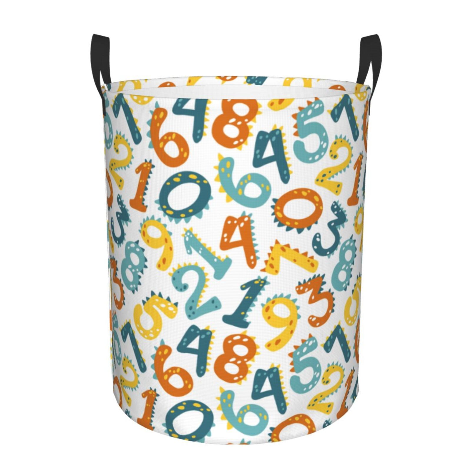 cartoon Math number Print Round Laundry Basket, Laundry Hamper with ...