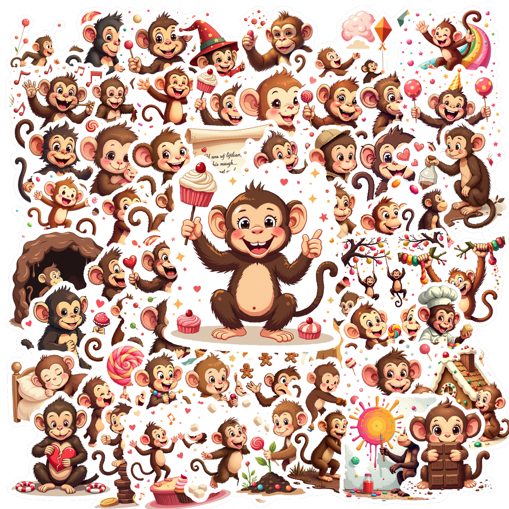 cartoon Monkey Theme Stickers, Waterproof Monkey Theme Sticker for ...