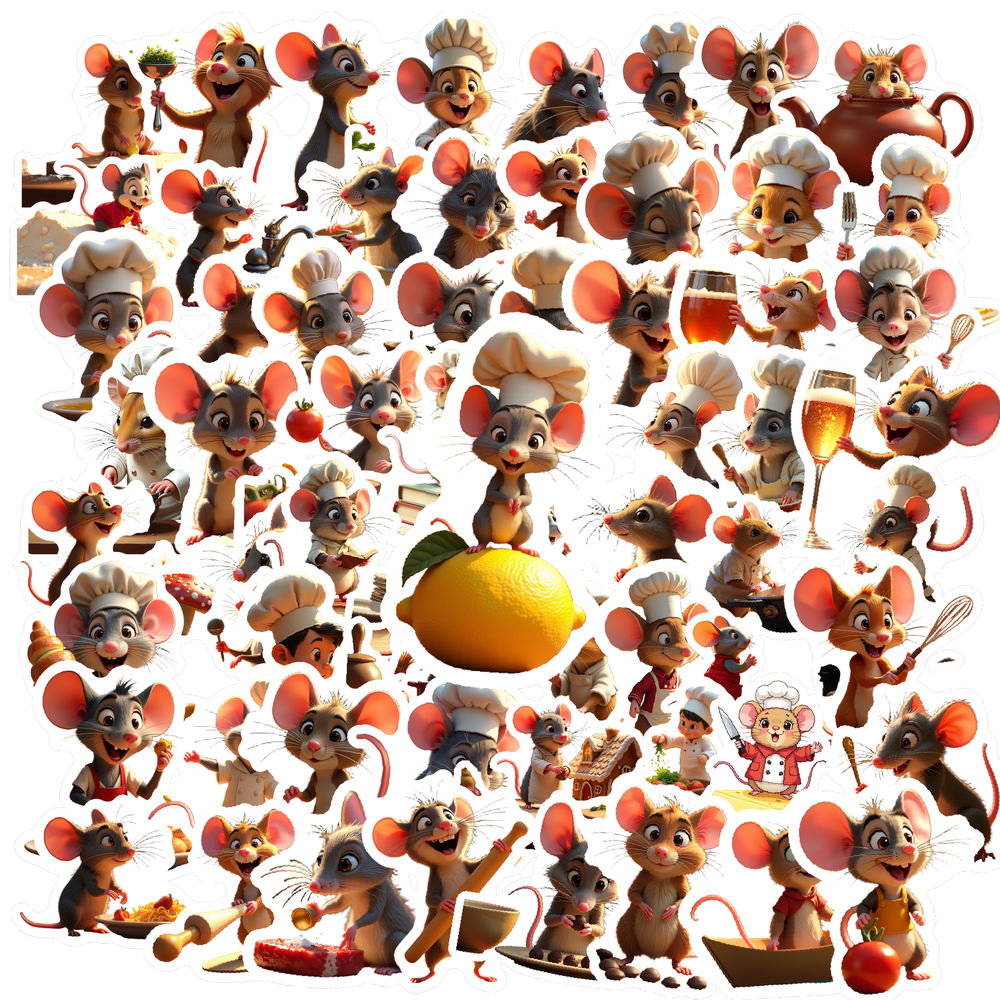 cartoon Mouse Chef Stickers, Waterproof Mouse Chef Sticker for Water ...