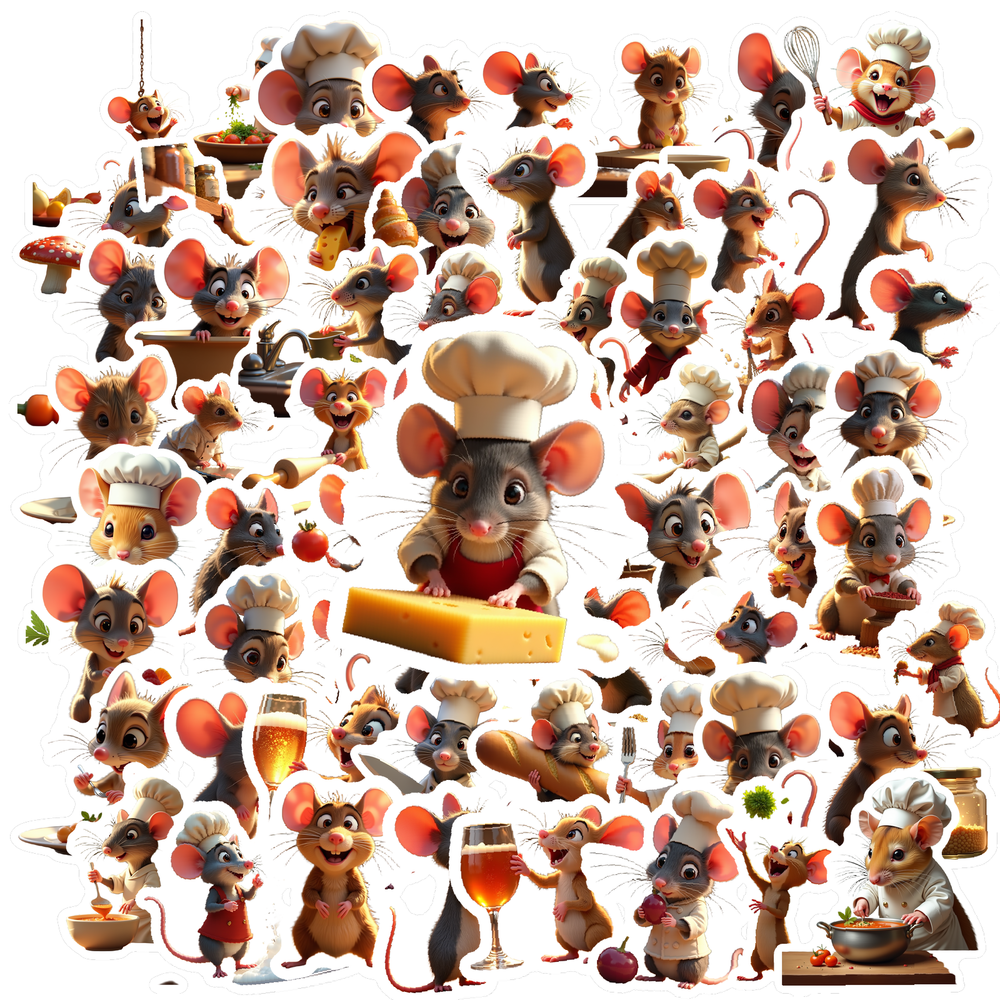 cartoon Mouse Chef Stickers, Waterproof Mouse Chef Sticker for Water ...