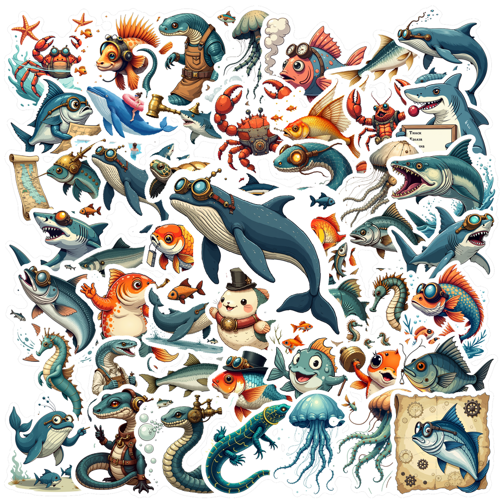 cartoon Ocean Animal Stickers, Waterproof Ocean Animal Sticker for ...