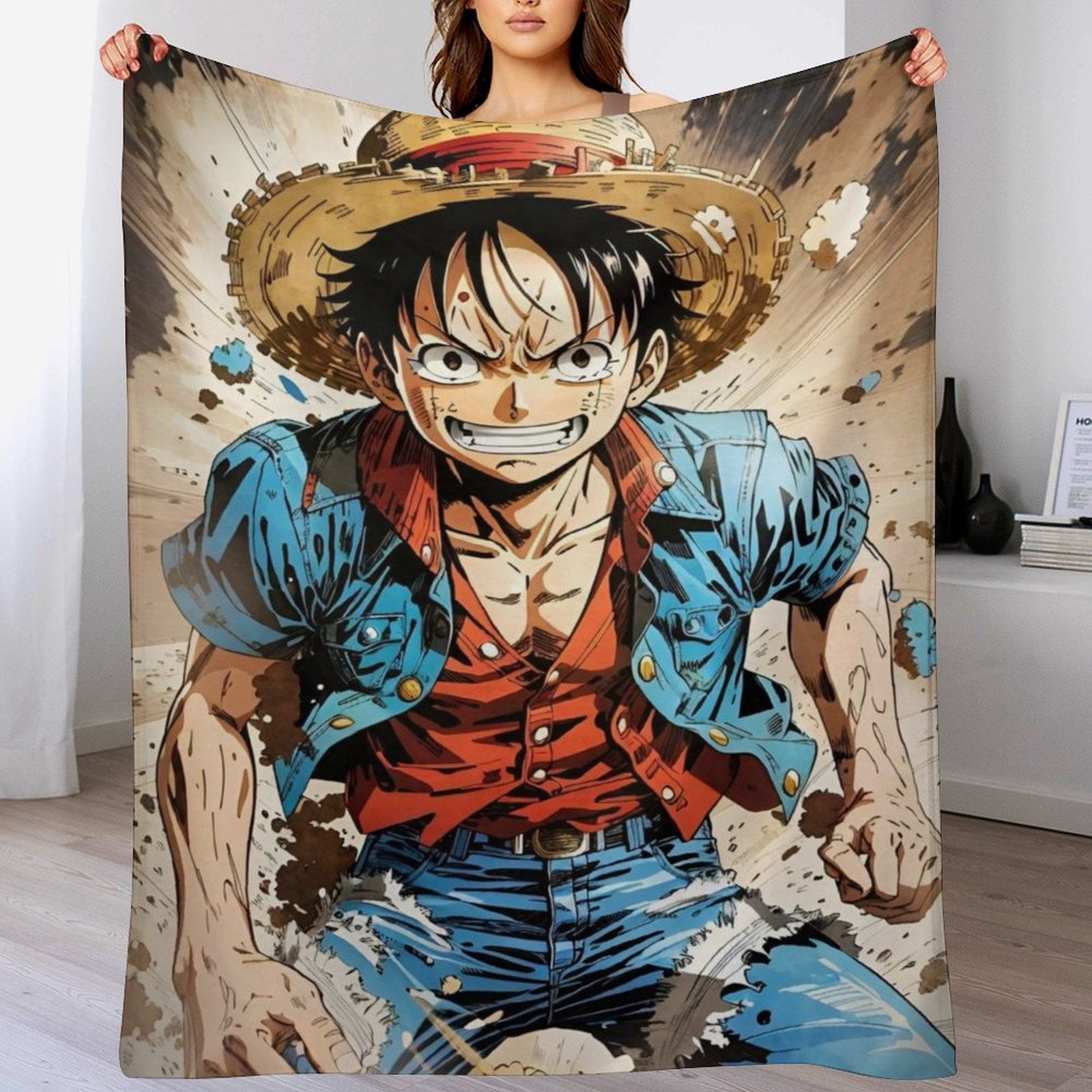 cartoon One Piece Luffy Anti-Pill Flannel anime Blanket Decor Bedding ...