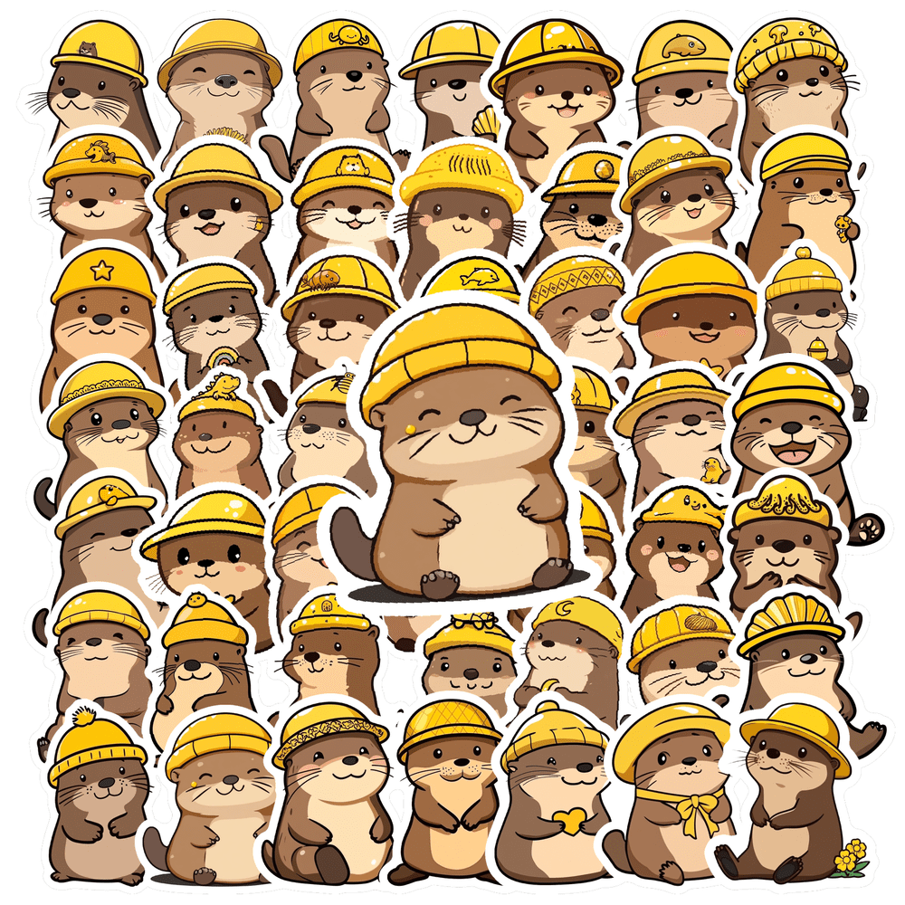 cartoon Otters Stickers Stickers, Waterproof Otters Stickers Sticker ...