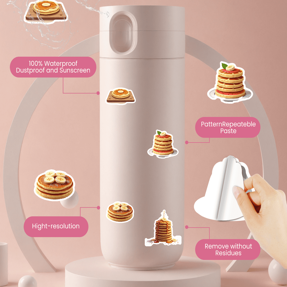 cartoon Pancake Theme Stickers, Waterproof Pancake Theme Sticker for ...